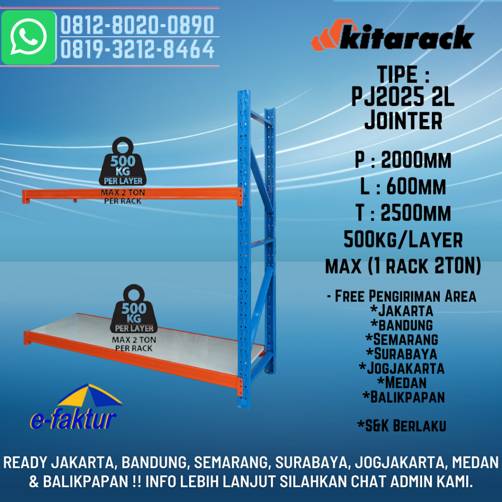 Jual KITARACK JOINTER PJ2025 RAK SERBAGUNA 2 SUSUN 200x60x250CM 500KG ...