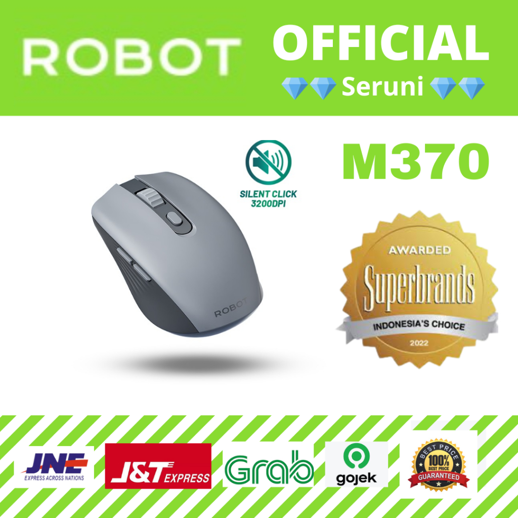 Jual (SERUNI) Mouse Wireless ROBOT M370 2.4GHz Silent Klik Optical 3200DPI | Shopee Indonesia