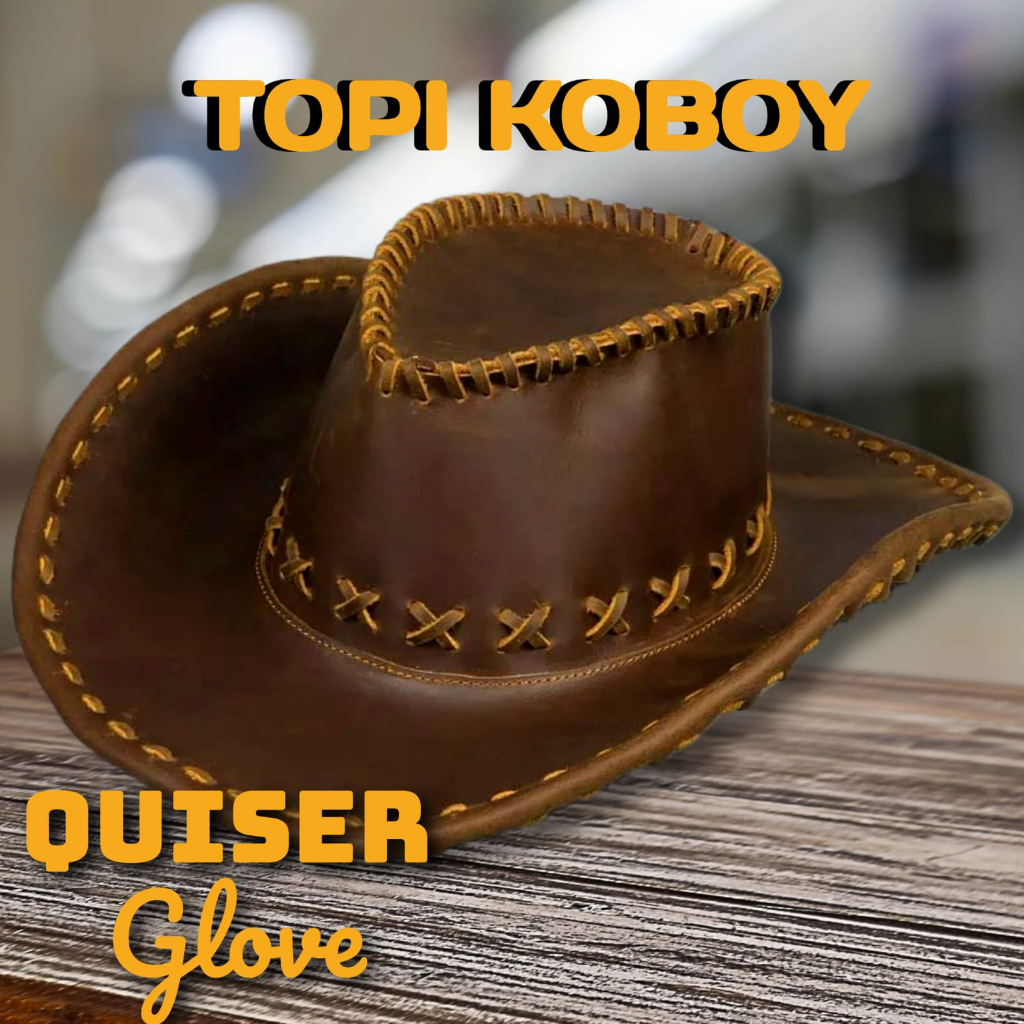 Jual Topi Koboy Sulam Manual Kulit Asli Crazy Horse | Shopee Indonesia