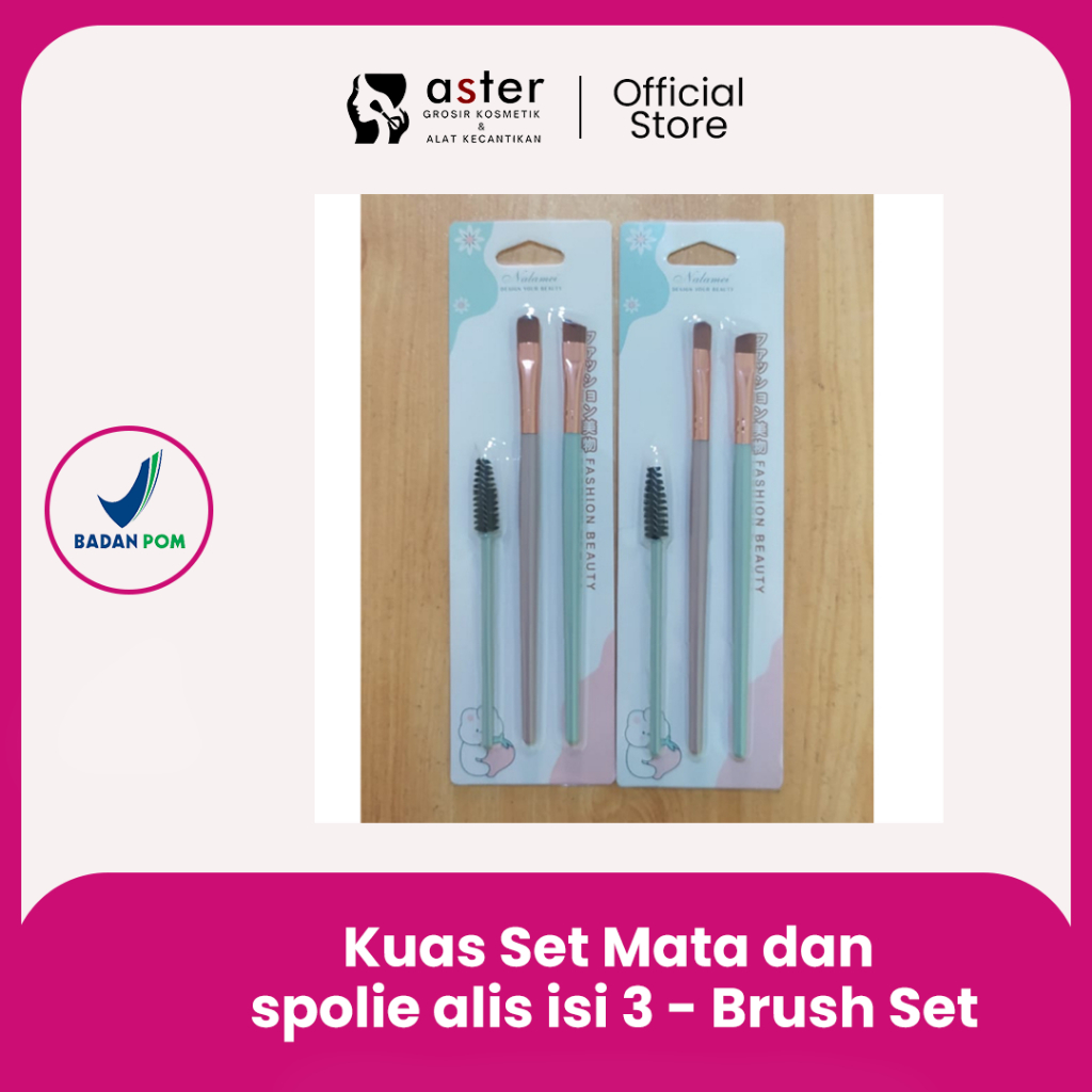 Jual Aster Kosmetik - Kuas Set Mata dan spolie alis isi 3 - Brush Set ...