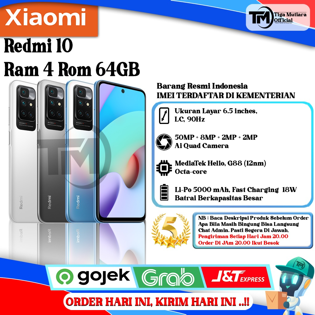 Jual XIaomi Redmi 10 Ram 4/64GB| Ram 6/128GB Segel Original & Bergaransi Resmi | Shopee Indonesia