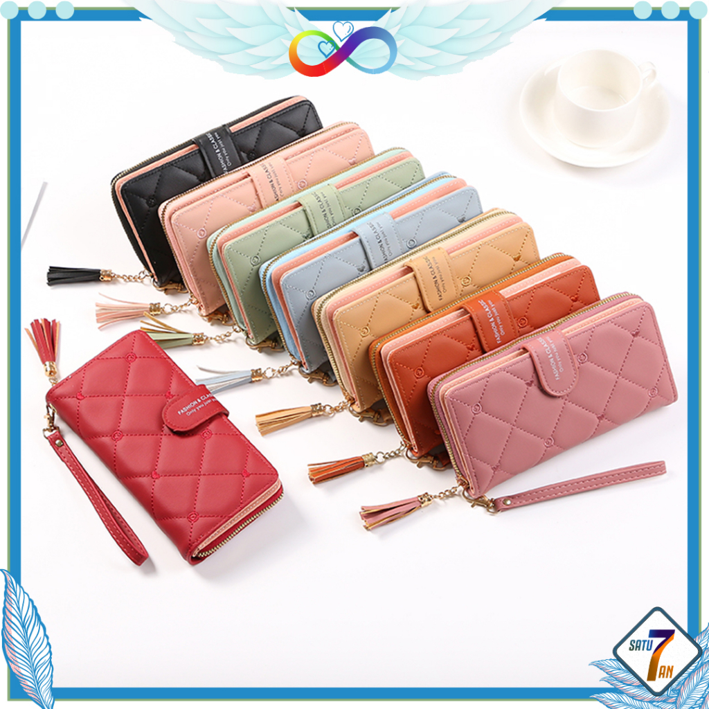 Jual Dompet Panjang Lipat Zipper Multifungsi Korea Fashion Style Dompet ...