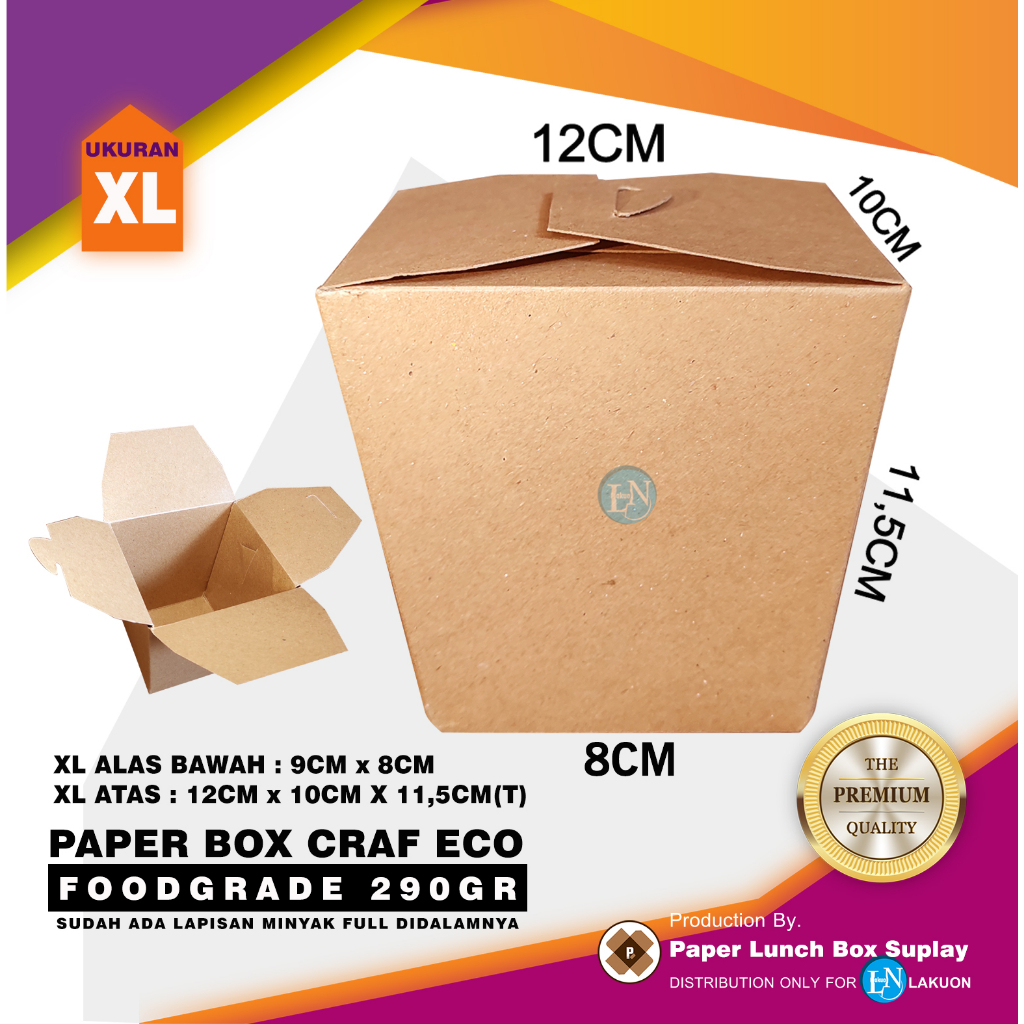 Jual RICEBOX KRAFT PAPER WADAH MAKANAN KEMASAN MAKAN KERTAS KARTON FOOD ...