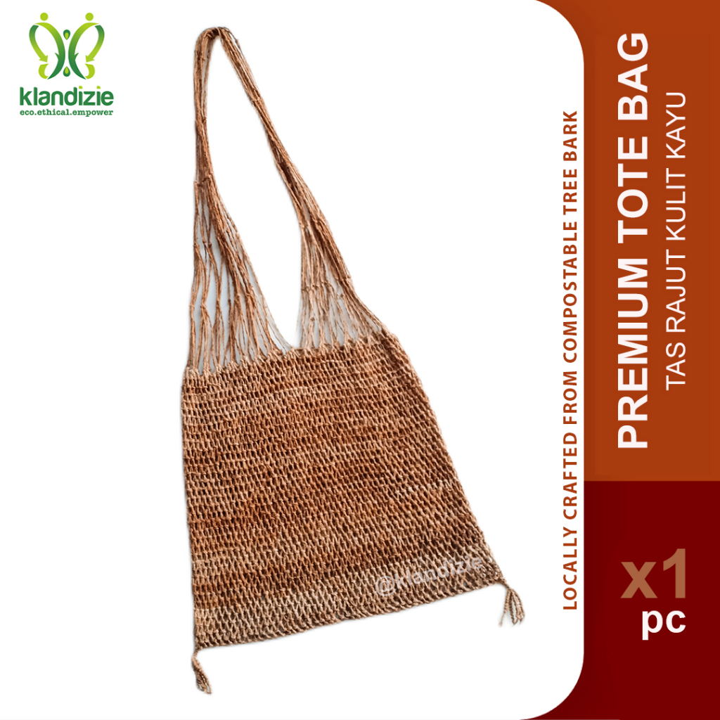 Jual KLANDIZIE - Premium Tote Bag Tas Rajut Kulit Kayu Etnik ...