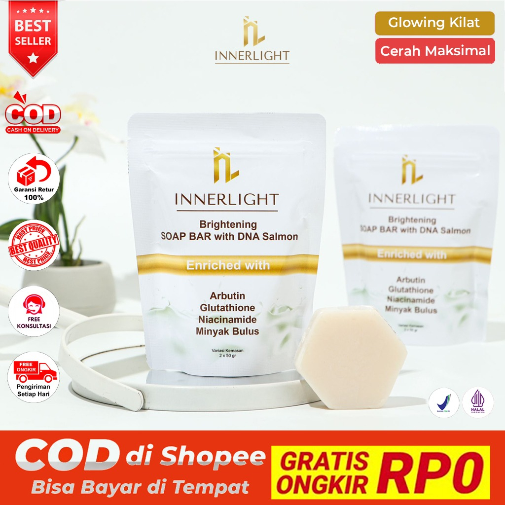 Jual SABUN PEMUTIH INNERLIGHT SOAP BAR MENGANDUNG MINYAK BULUS ARBUTIN NIACINAMIDE GLUTATHIONE ...