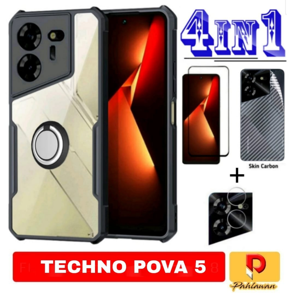 Jual Paket 4in1 Casing Tecno Pova 5 / Tecno Pova 5 Pro 2023 Hard Soft ...