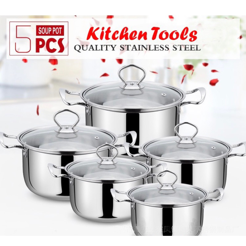 Jual Panci set High Pot Stainless Steel 12 Pcs Panci Set Isi 5 Tutup ...