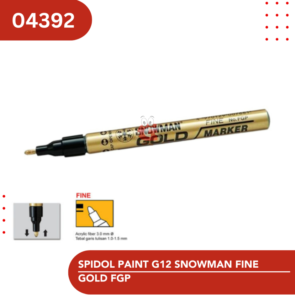 Jual Spidol Permanent Paint Marker Gold Fine Tip Snowman FGP-12 Emas ...