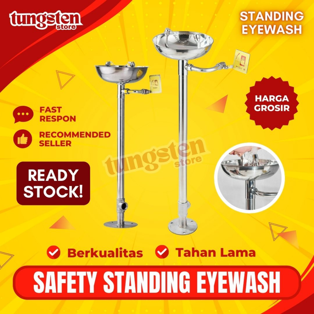 Jual Emergency Stainless Eyewash Standing, Pedestal Mount Eyewash ...