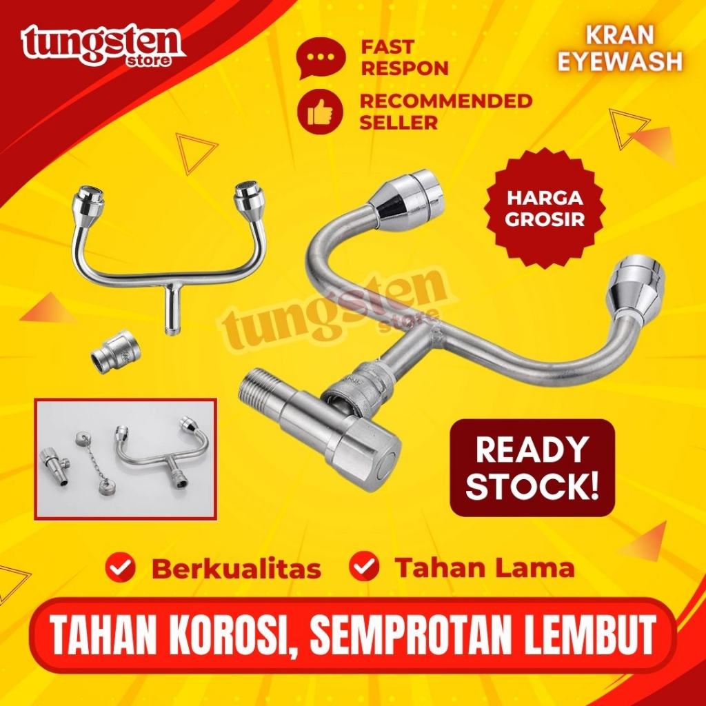 Jual Kran Pencuci Mata Stainless, Eyewash Wall Mounted Tap Faucet, Sink ...