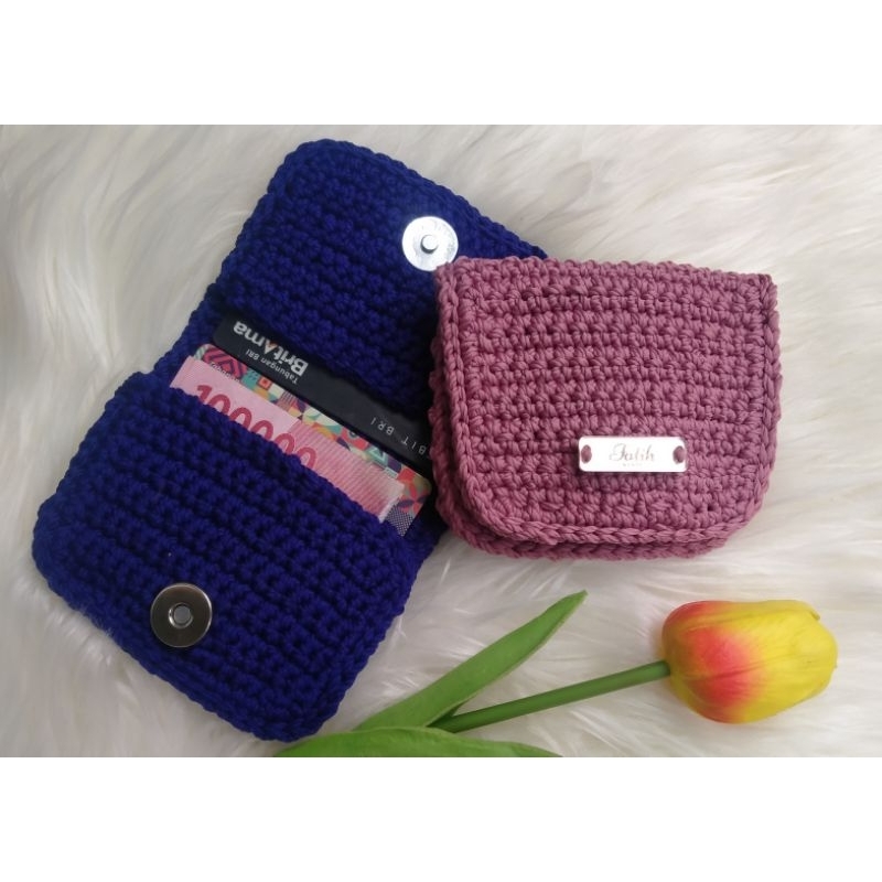 Jual dompet kartu koin mini rajut imut cantik handmade 3 ruang | Shopee ...