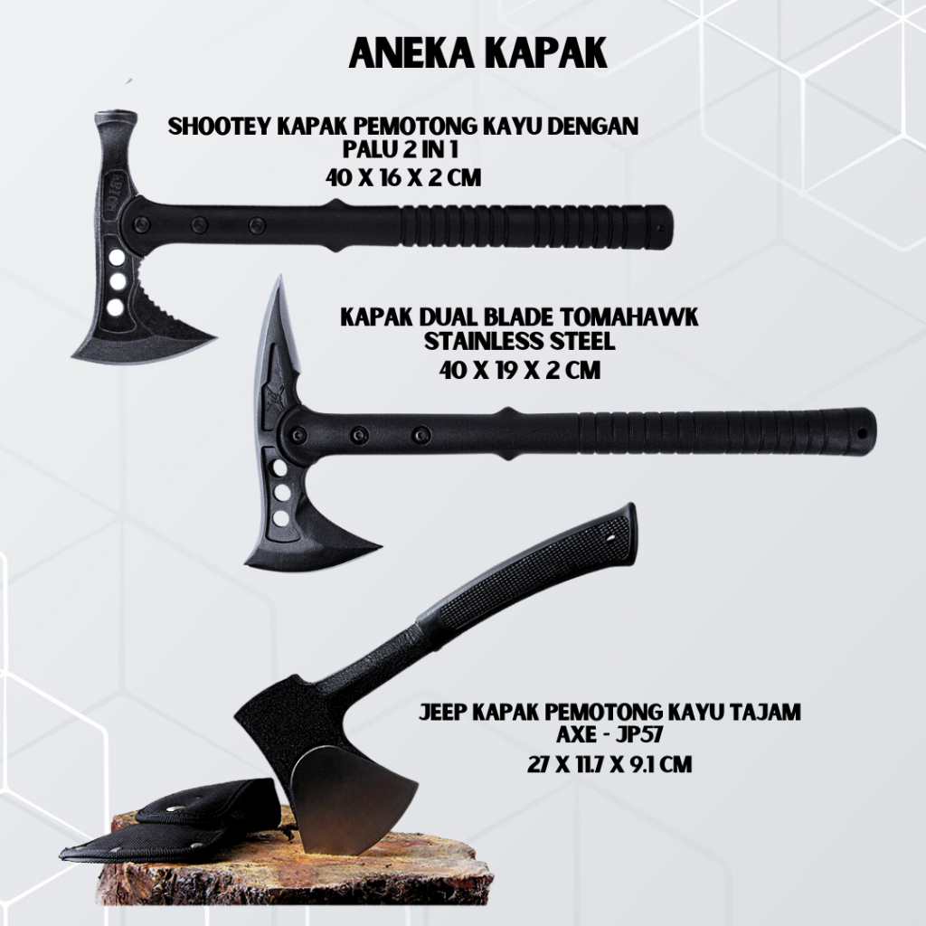 Jual Aneka Alat pemotong kayu kapak kampak Kapak Dual-Blade Tomahawk Stainless Steel | SHOOTEY ...