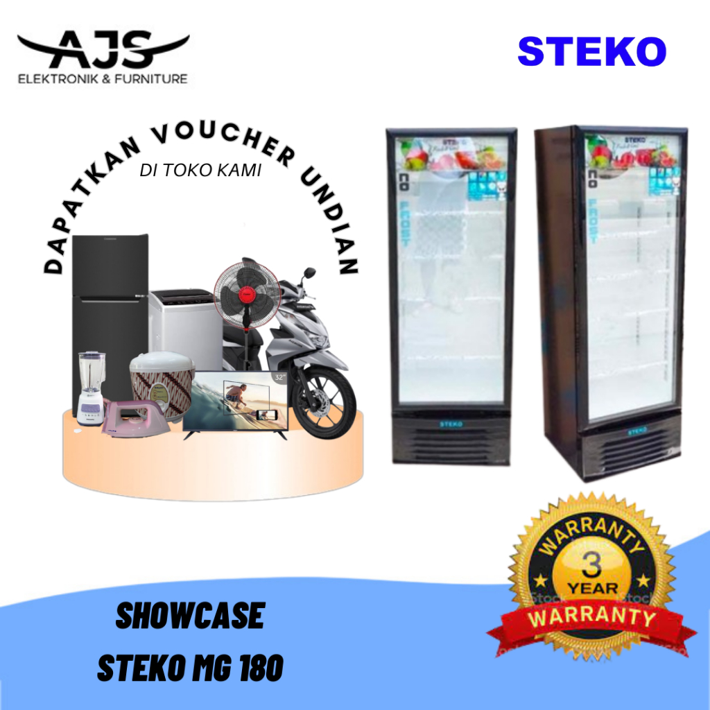 Jual SHOWCASE STEKO MG 180 3 RAK COOLER KULKAS LOW WATT NO FROST | Shopee Indonesia