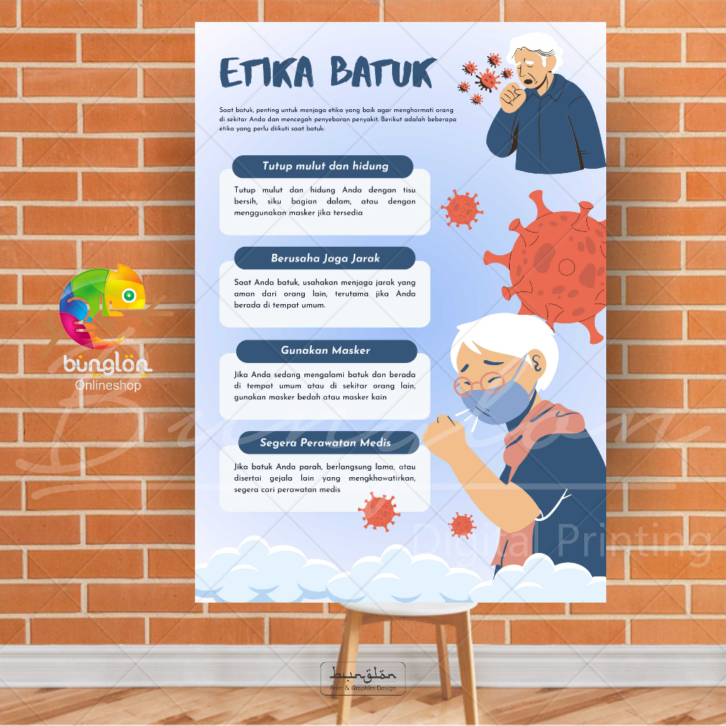 Jual Poster Edukasi, Poster Etika Batuk | Shopee Indonesia