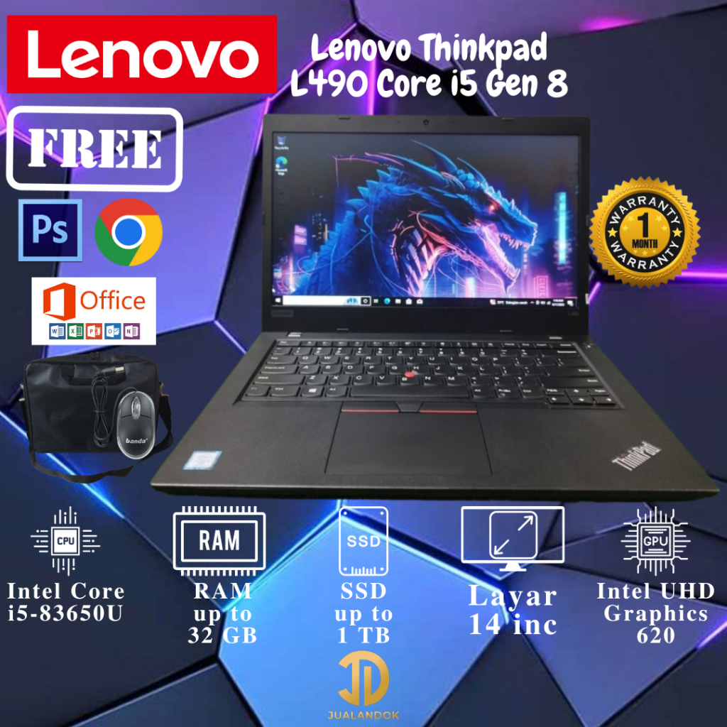 Jual Laptop Lenovo Thinkpad L490 Core i5 Gen 8 - RAM 32GB - SSD 1 TB ...