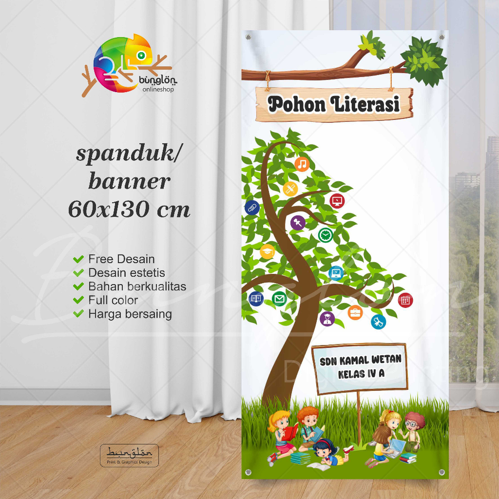 Jual Size 60x130 Cm Spanduk Banner Pohon Literasi, Pohon Cita-cita ...