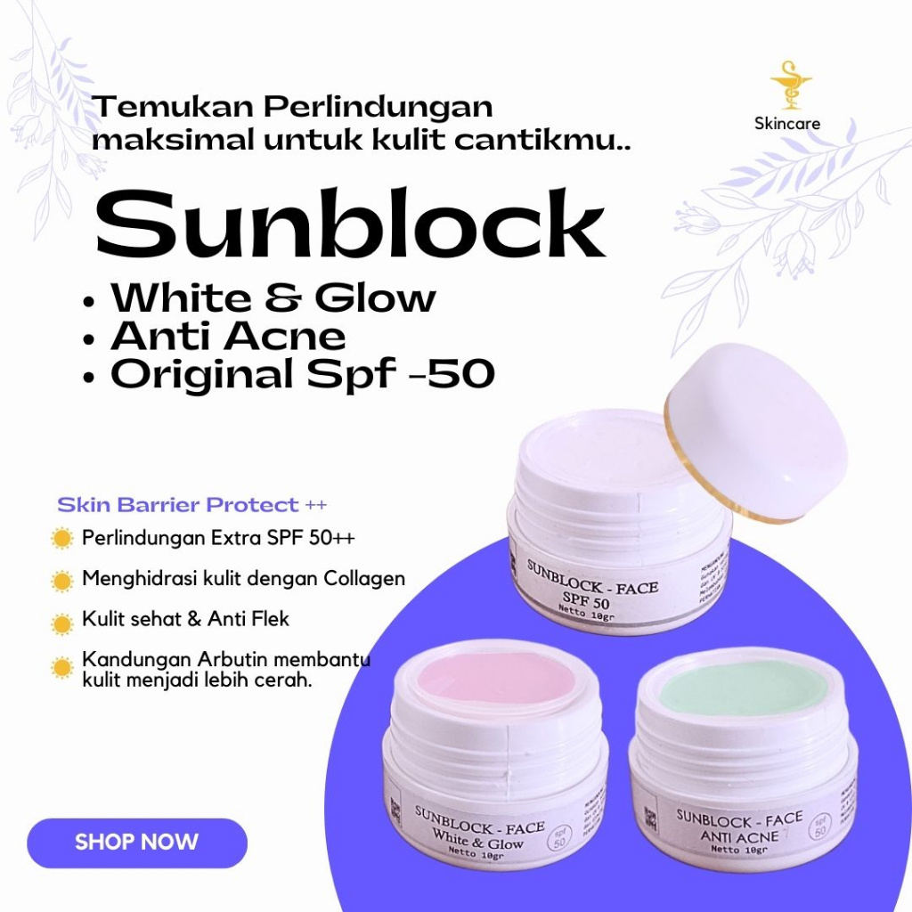 Jual SUNBLOCK WHITENING GLOW dan SUNBLOCK ACNE. SPF 50. SUNSCREEN GLOW ...