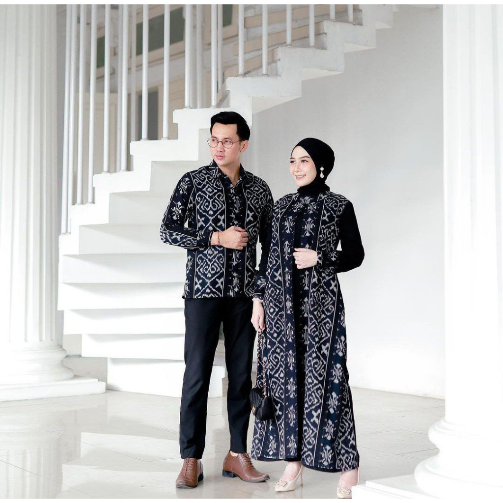 Jual Benang Raja Batik Couple Pria Wanita Tenun Blangklet Motif Hitam ...