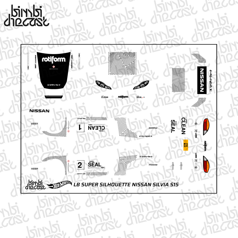 Jual Decal Hotwheels Silhouette Nissan Silvia S15 Rotiform Reverse ...