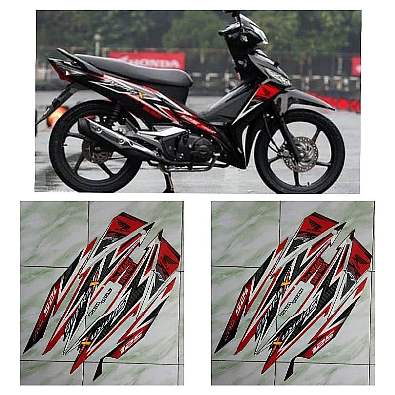 Jual Stiker Striping Motor Supra X 125 2014 Fi Warna HITAM FULL Sticker ...