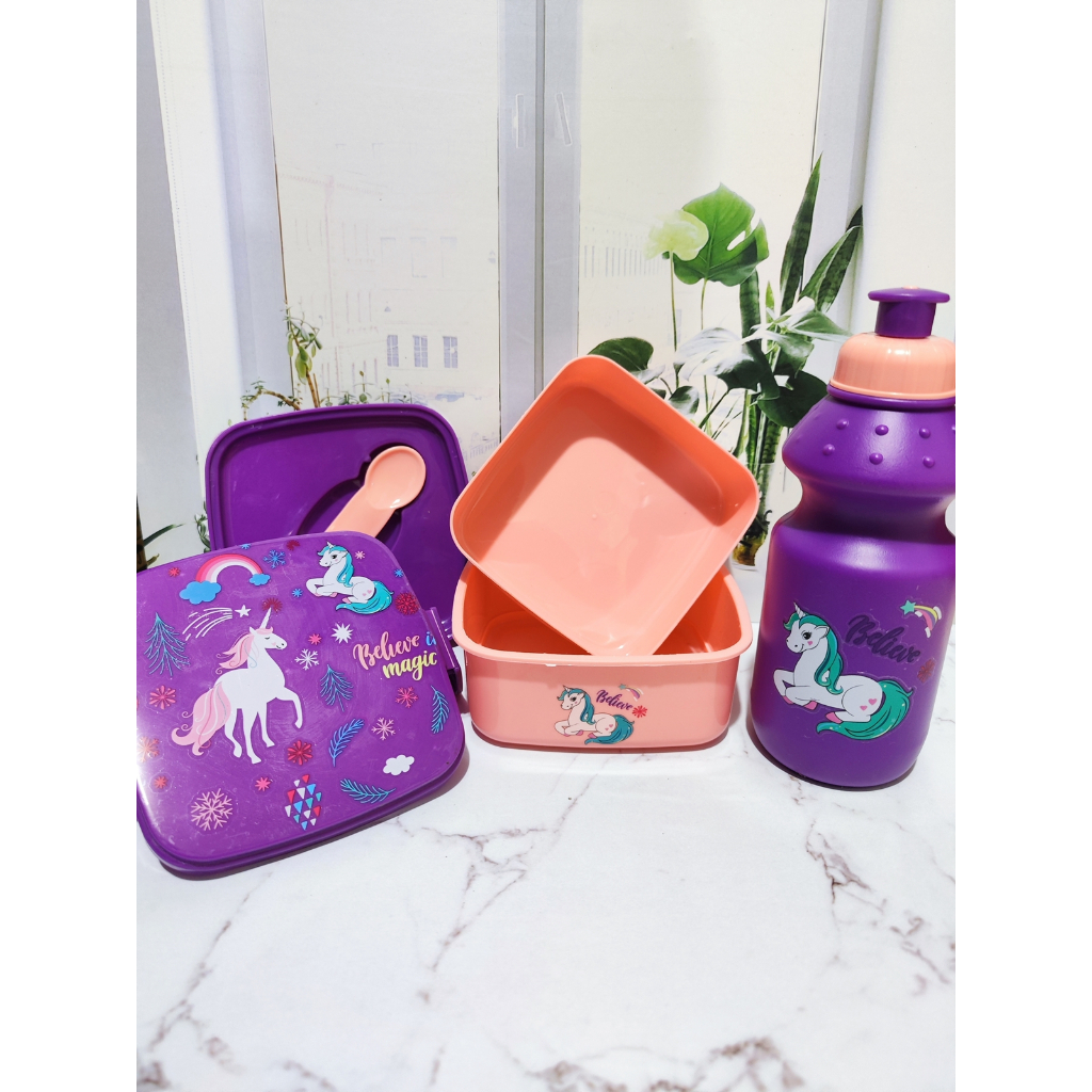 Jual Set Tempat Makan + Botol Minum Karakter / Set Tempat Makan Anak 2 Tingkat / Tempat Makan ...