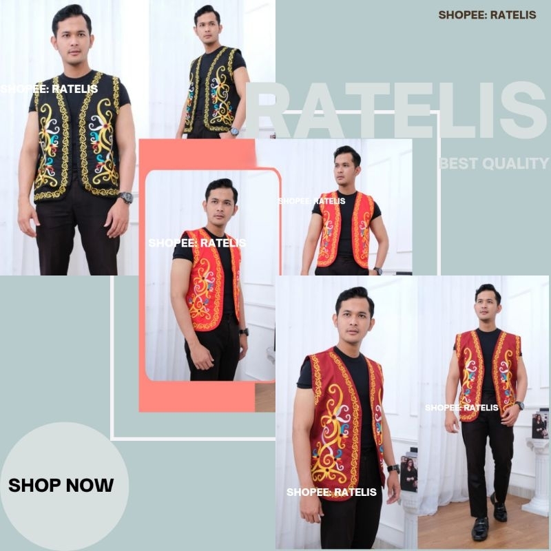 Jual Rompi bordir motif dayak vest motif borneo baju orang ulu kenyah ...