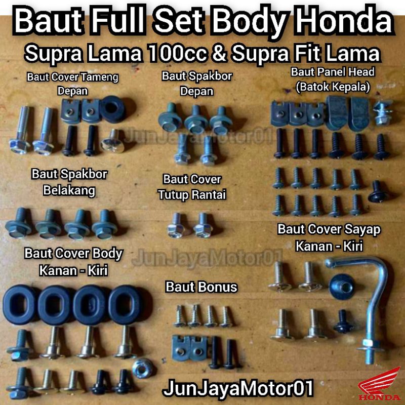 Jual Baut Lengkap Full Set Body Honda Supra X Lama 110cc / Baut Lengkap ...
