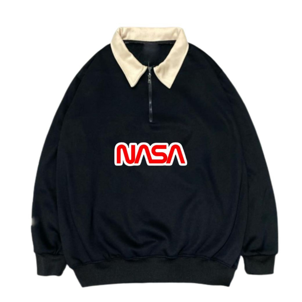 Jual Sweater Rugby Halfzip Black Vintage Nasa Original | Shopee Indonesia