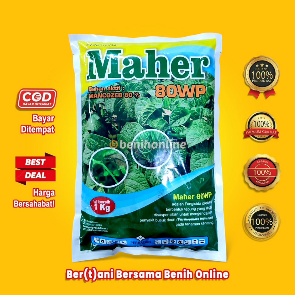 Jual FUNGISIDA AMPUH MAHER KUNING ACTION MANCOZEB 80WP 1KG - obat busuk ...