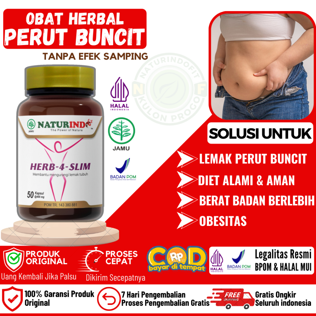 Jual Herb-4-slim Obat Perut Buncit Diet Pelangsing Alami 50 Kapsul ...