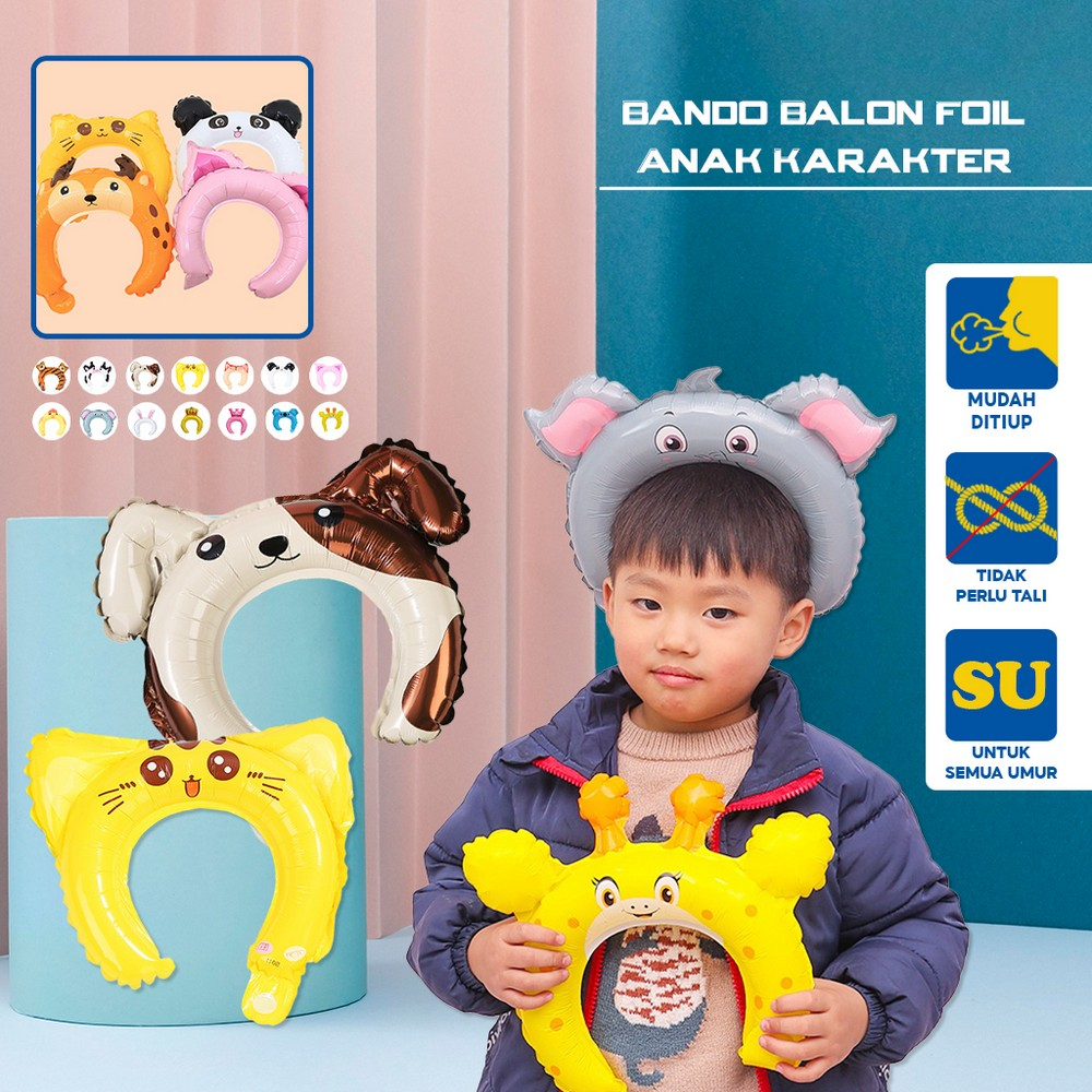 Jual Bando Balon Foil Anak Karakter Hewan Lucu / Bendo Balon Latex ...