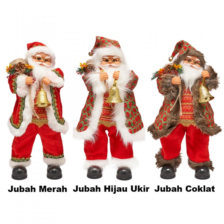 Jual Boneka Santa Elektrik Gerak Lampu Musik 30cm Baju Ukir pajangan santa claus pajangan natal ...