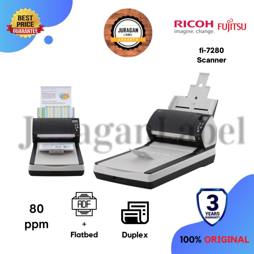 Jual Scanner Fujitsu fi-7280 A4 ADF + Flatbed Duplex Ricoh fi7280 ...