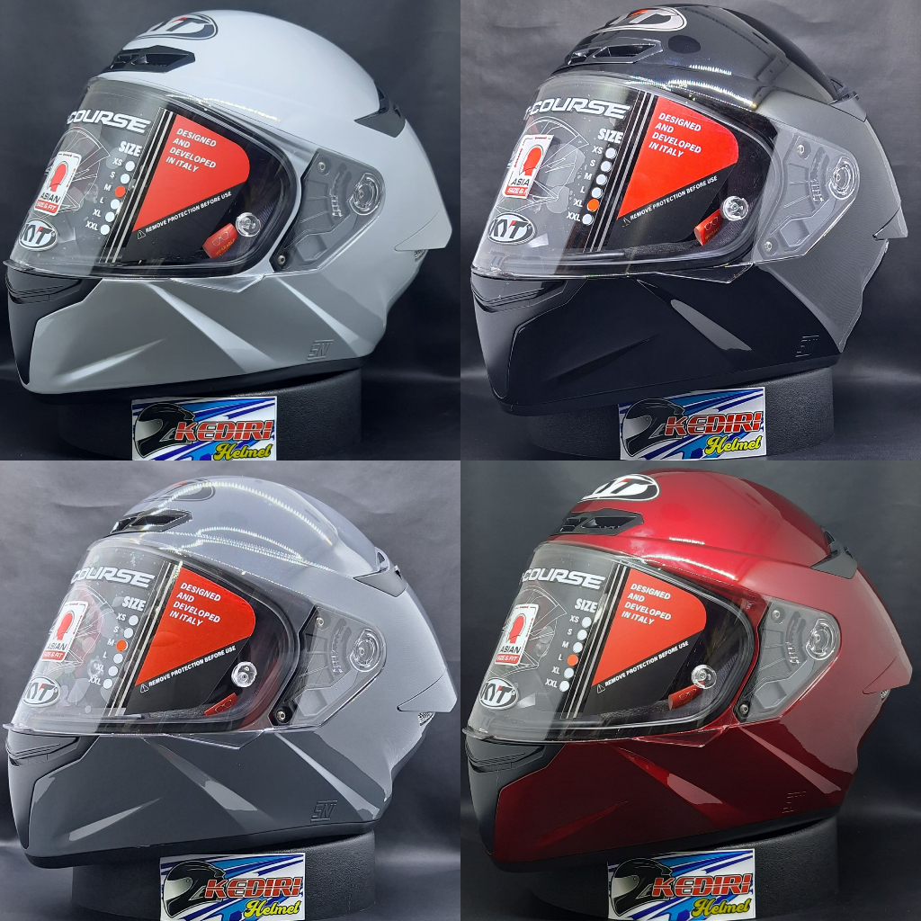 Jual Helm KYT TT COURSE plain solid ttc polos paket ganteng grey gloss ...