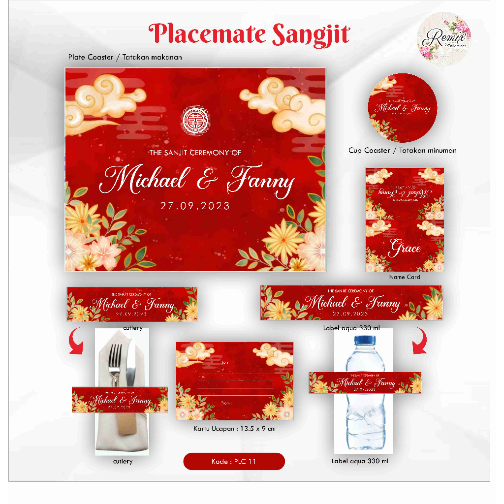 Jual Sangjit placemate / table set / name tag / dekorasi acara sangjit ...