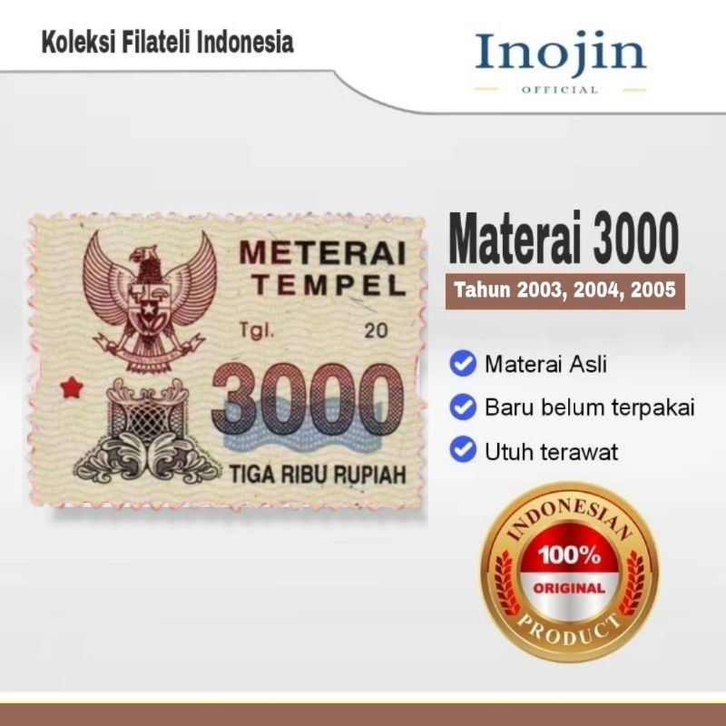 Jual Materai 3000 Tahun 2003 2004 2005 Perangko Matrai Tempel Asli ...