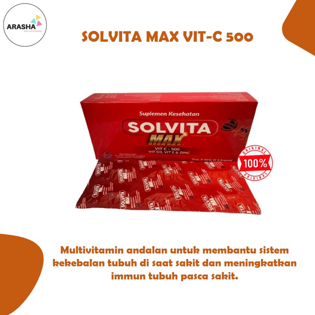 Jual SOLVITA MAX VIT C 500 VIT D3 VIT E dan ZINC - PER BOX | Shopee Indonesia