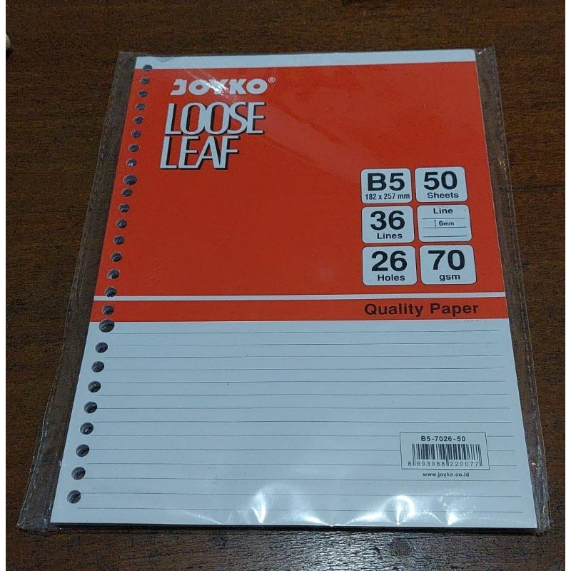 Jual [50 LEMBAR] LOOSE LEAF B5-7026-50 / ISI BINDER JOYKO B5-50 JOYKO BERGARIS | Shopee Indonesia
