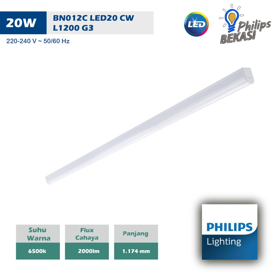 Jual lampu philips tl led BN012C LED20/CW L1200 G3 - Putih | Shopee Indonesia