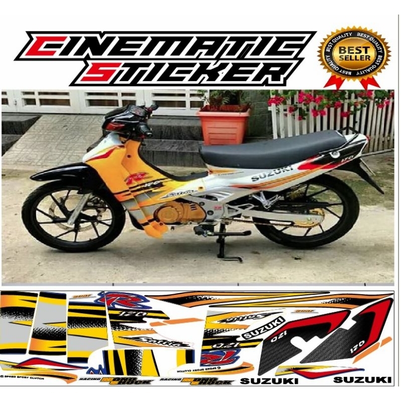 Jual sticker striping satria R 120 2004 kuning putih/satria lumba 2tak ...