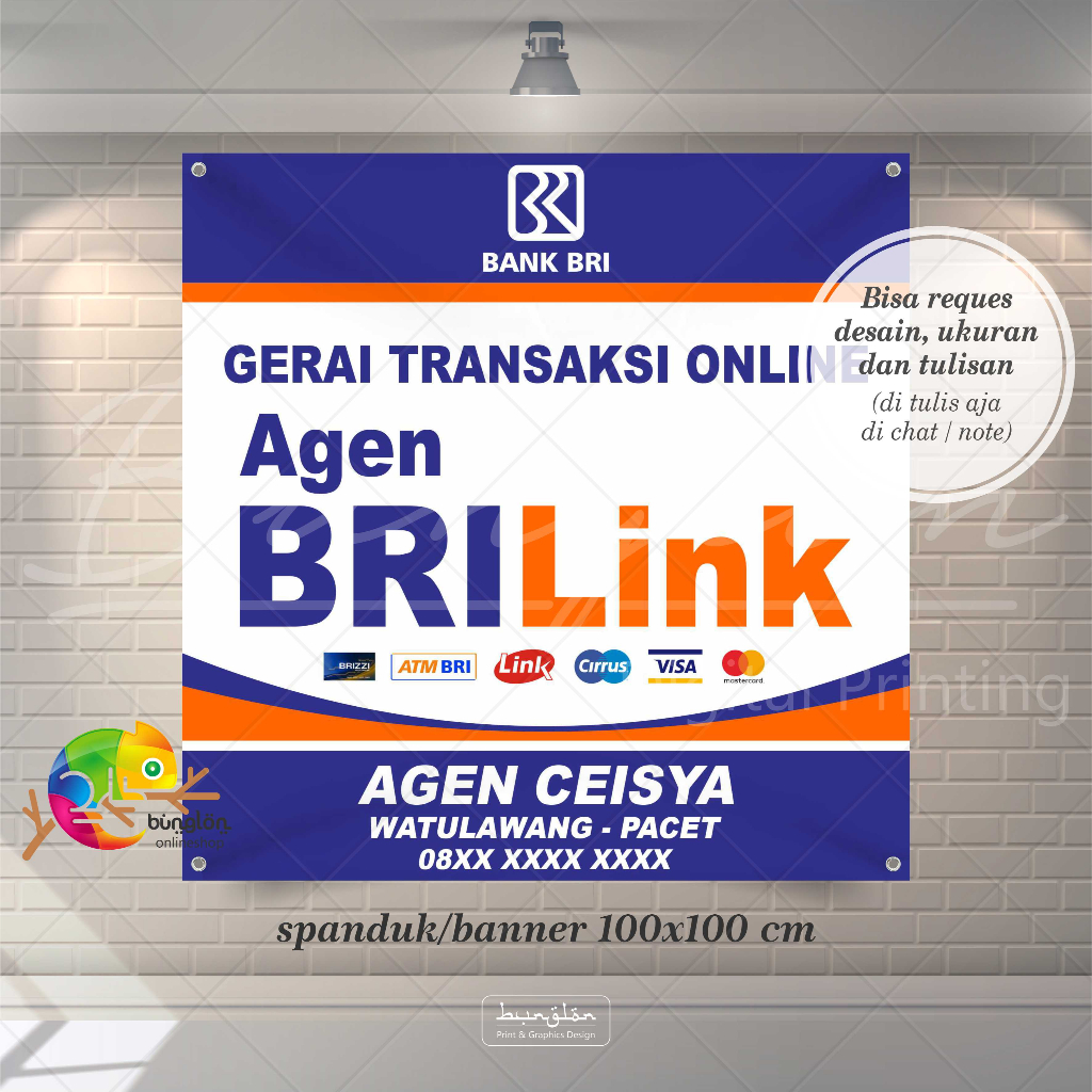 Jual Size 100x100 Cm Spanduk Banner Agen Brilink | Shopee Indonesia