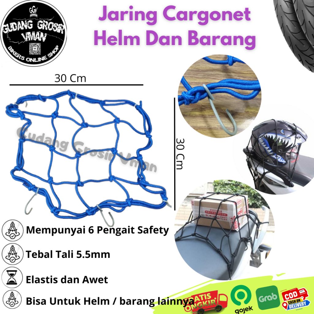 Jual Jaring Helm Motor Tebal Tali Bagasi Jas Hujan Motor Universal ...