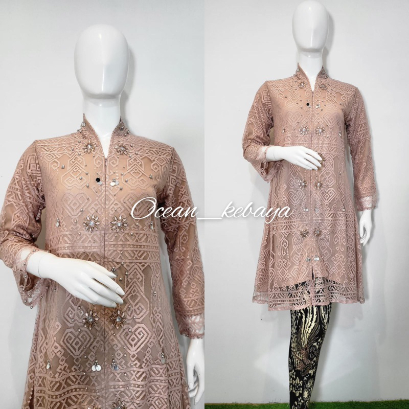 Jual Kebaya Abaya Melayu V neck Brokat Payet | Shopee Indonesia