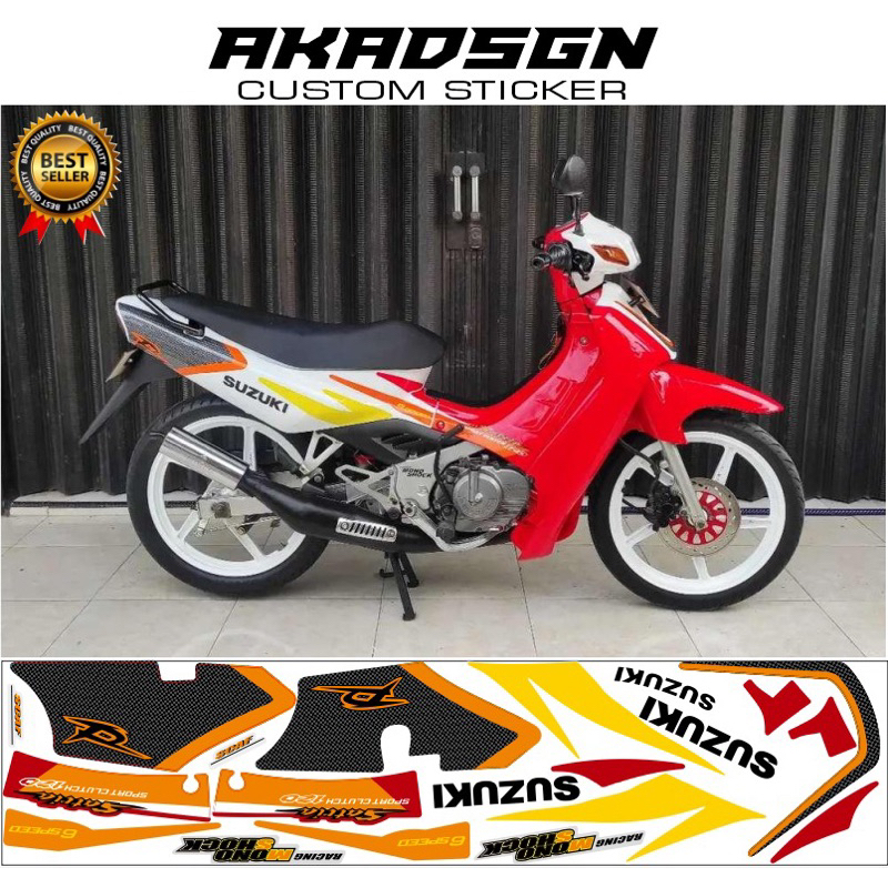 Jual sticker striping Suzuki Satria R 120 2001 merah putih lumba ...