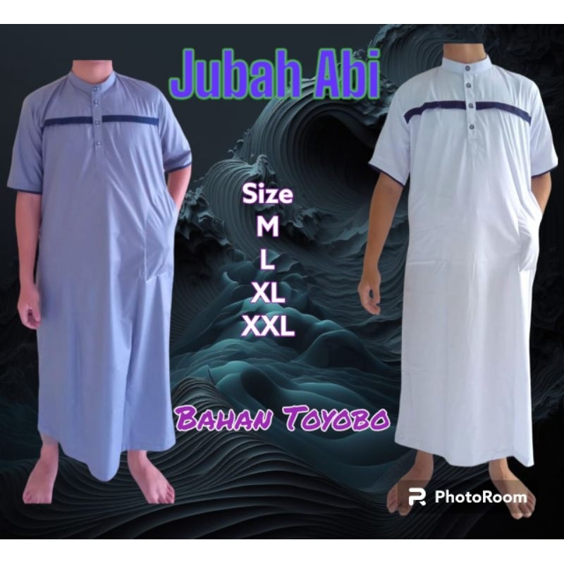 Jual Jubah Pria Dewasa Lengan Pendek Variasi List Bahan Katun Warna Hitam Putih Coklat Navy Abu ...