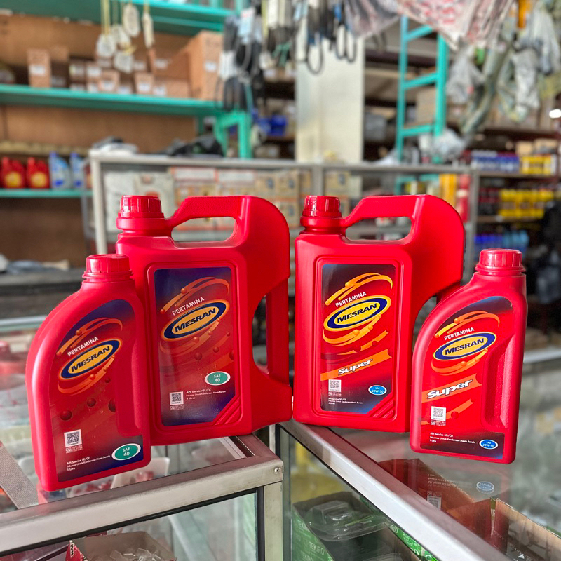 Jual Oli Mobil Mesran Super dan Mesran 40 Kemasan 4 Liter | Shopee ...