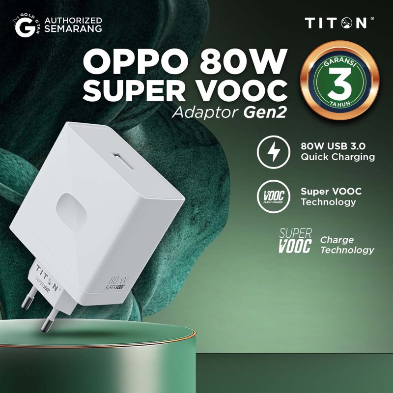 Jual Titon Charger Oppo Original Super VOOC 80W Gen2 100% Bawaan HP ...