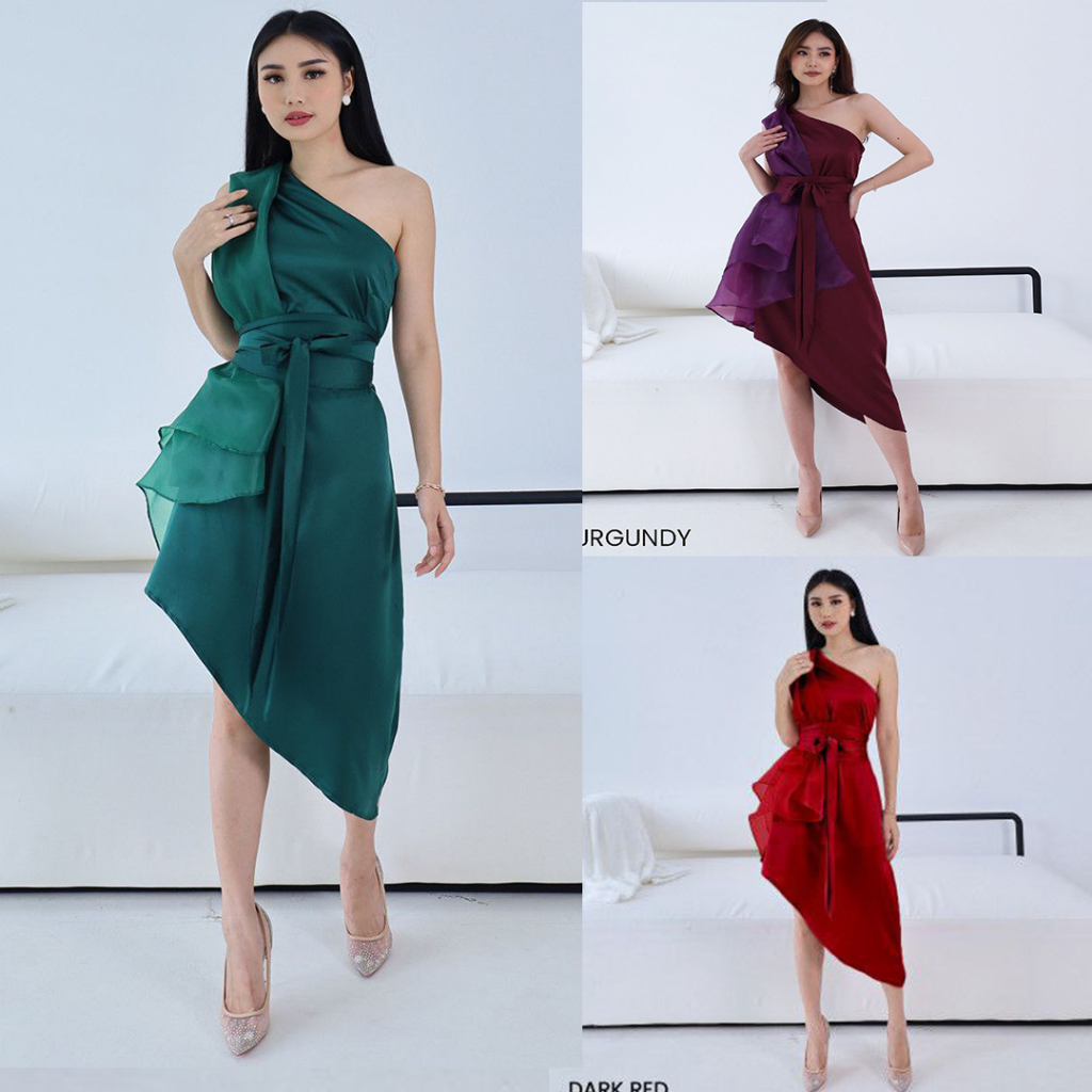 Jual [Gurl Needed] Syendelwood Midi dress Wanita One Set Elegan Organza Gaun Sexy Fit Panjang ...