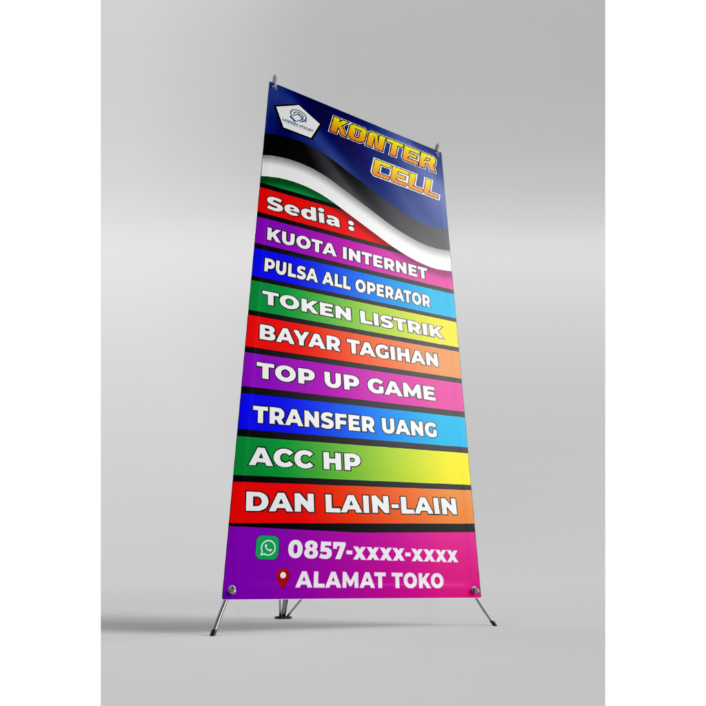 Jual SPANDUK BENNER SPANDUK KONTER PULSA BERDIRI CUSTOM UKURAN 160X60 ...