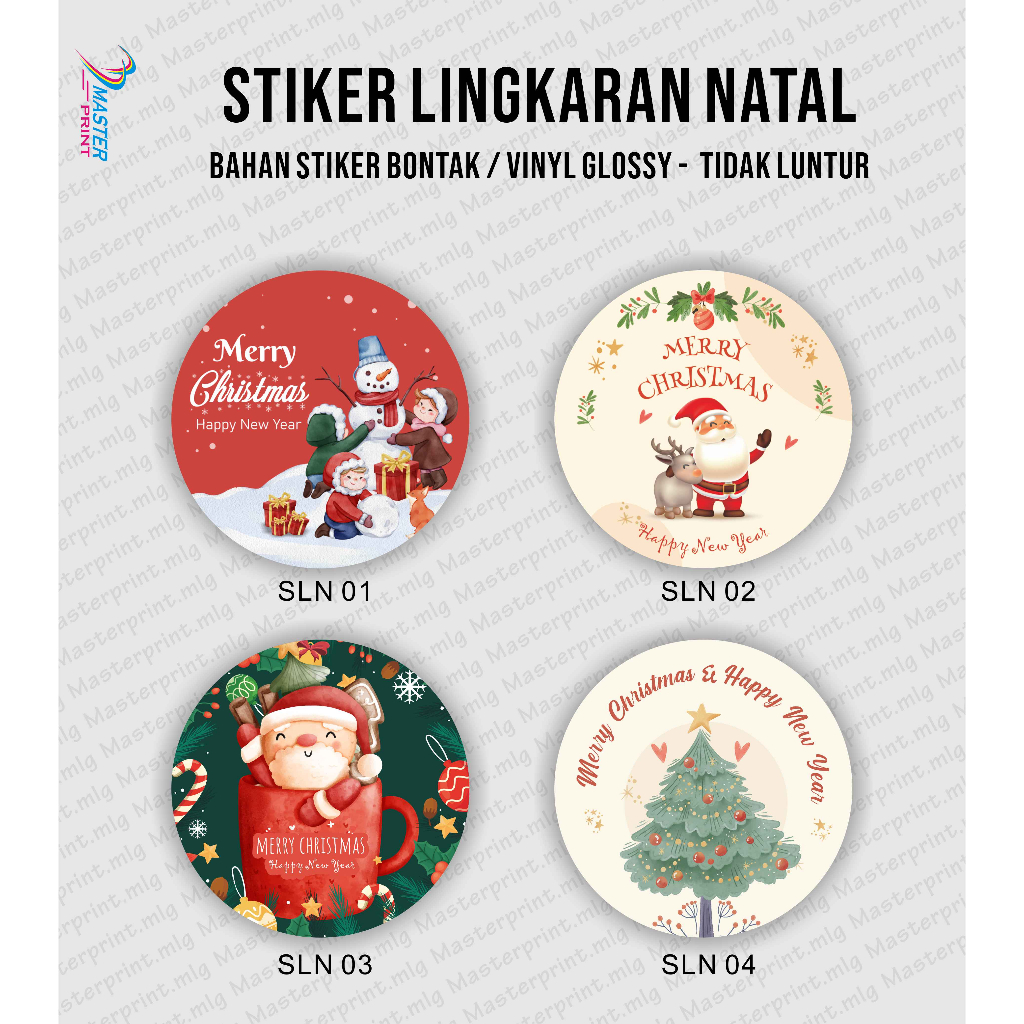 Jual [mp38] 260PCS STIKER NATAL LINGKARAN SEAL KEMASAN MERRY CHRISTMAS ...